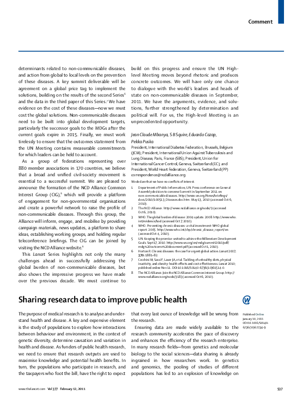 (PDF) Sharing research data to improve public health