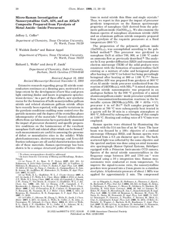 (PDF) Micro-Raman Investigation of Nanocrystalline GaN, AlN, and an ...