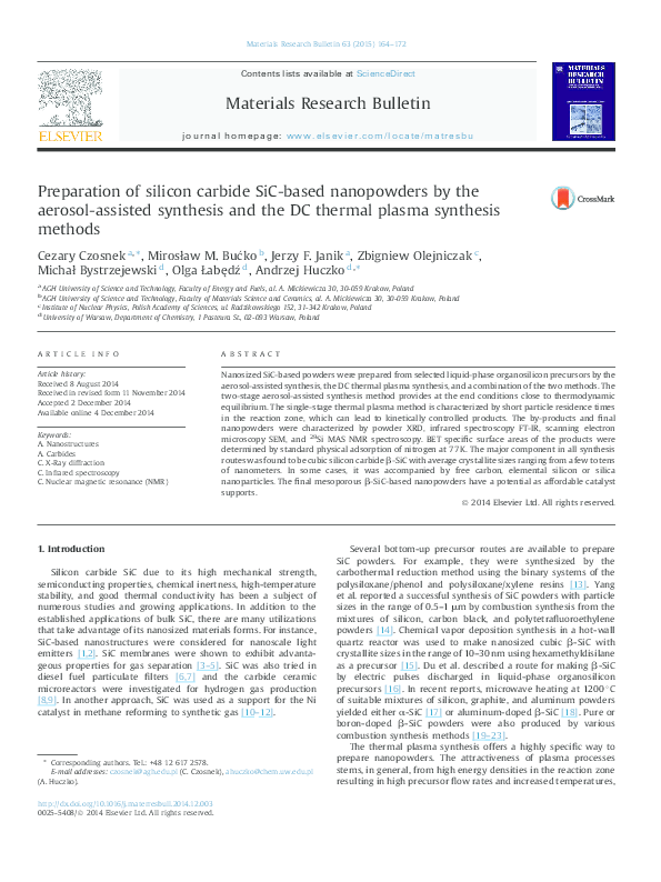 (PDF) Preparation of silicon carbide SiC-based nanopowders by the ...