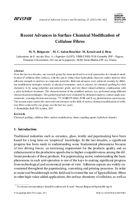 (PDF) Recent Advances in Surface Chemical Modification of Cellulose Fibres