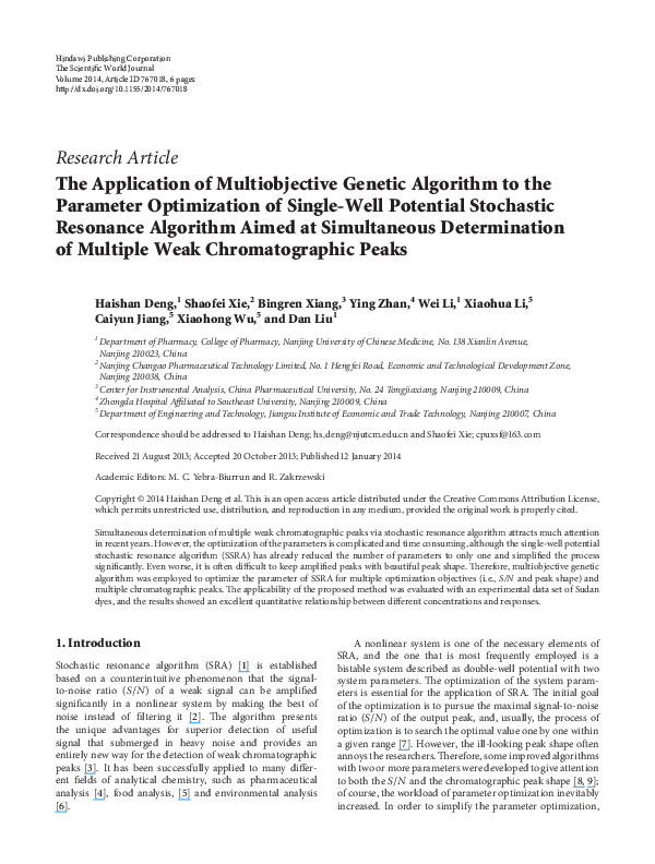 Pdf Application Of Multiobjective Genetic Algorithms In Anatomy Based