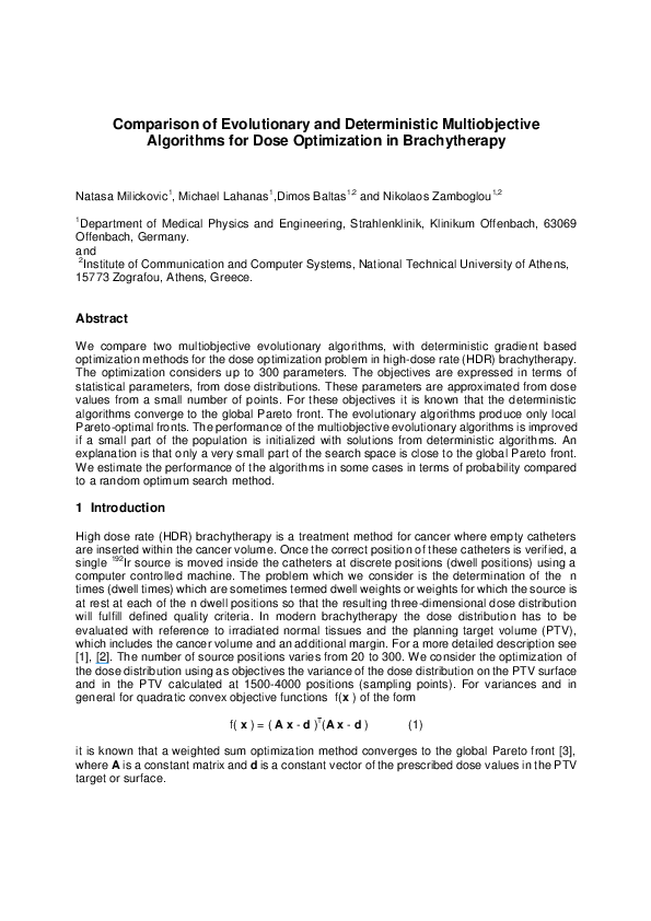 Pdf Comparison Of Evolutionary And Deterministic Multiobjective