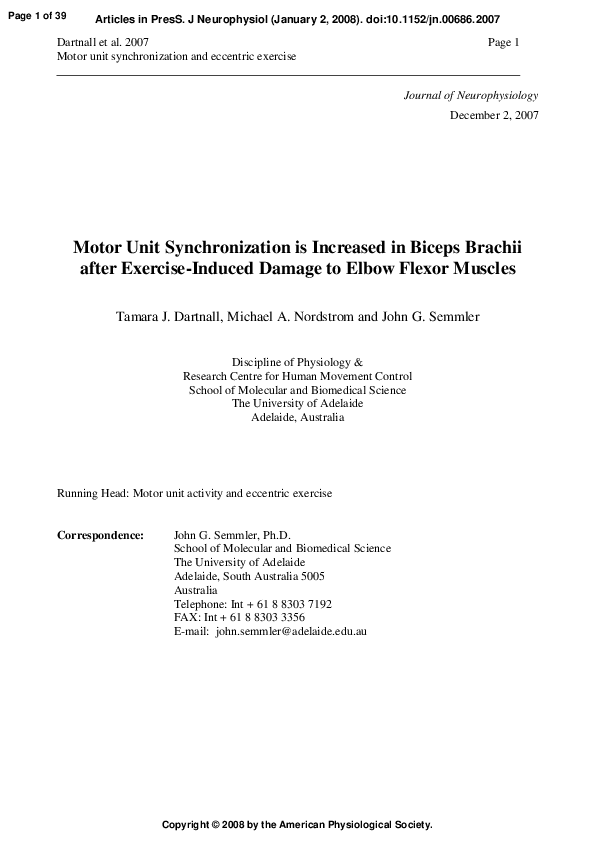 (PDF) Motor Unit Synchronization Is Increased in Biceps Brachii After ...