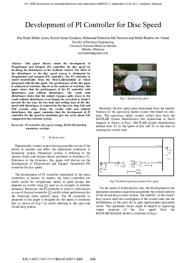 (PDF) Development of PI controller for disc speed