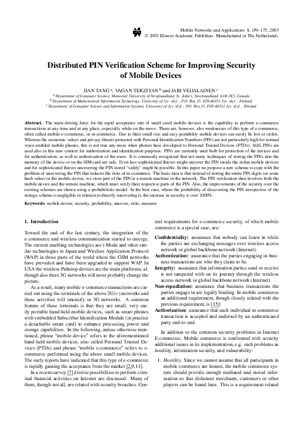 (PDF) Distributed PIN Verification Scheme for Improving Security of ...