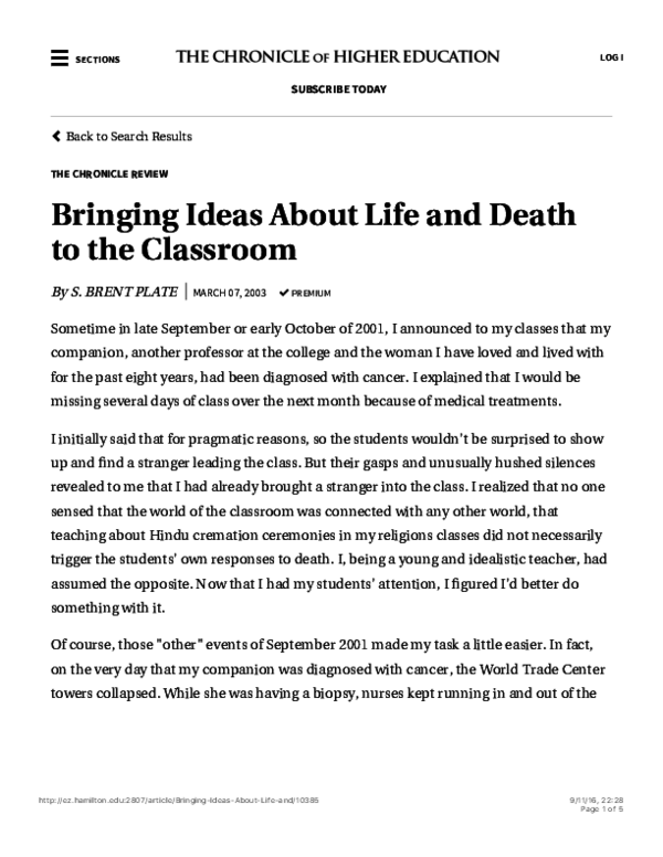 (PDF) Bringing Ideas About Life and Death to the Classroom