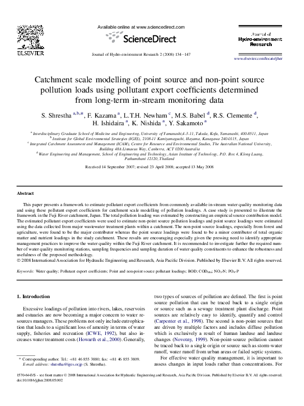 Pdf Catchment Scale Modelling Of Point Source And Non Point Source Pollution Loads Using