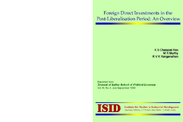 (PDF) FOREIGN DIRECT INVESTMENTS IN THE POST-LIBERALISATION PERIOD: AN ...