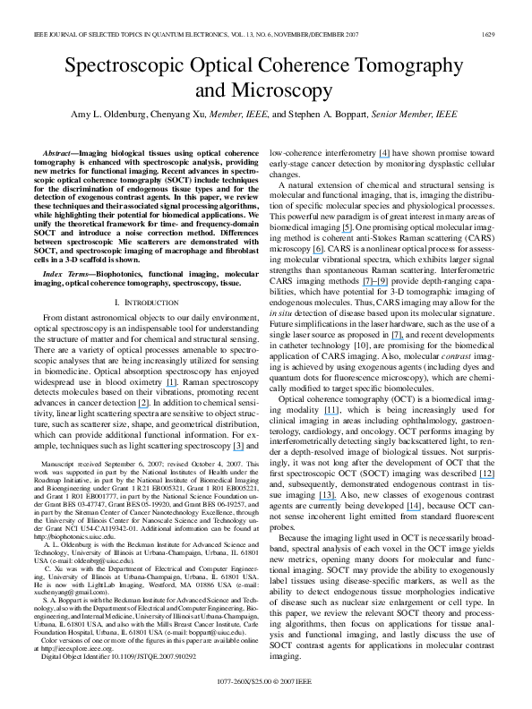 (PDF) Spectroscopic Optical Coherence Tomography and Microscopy