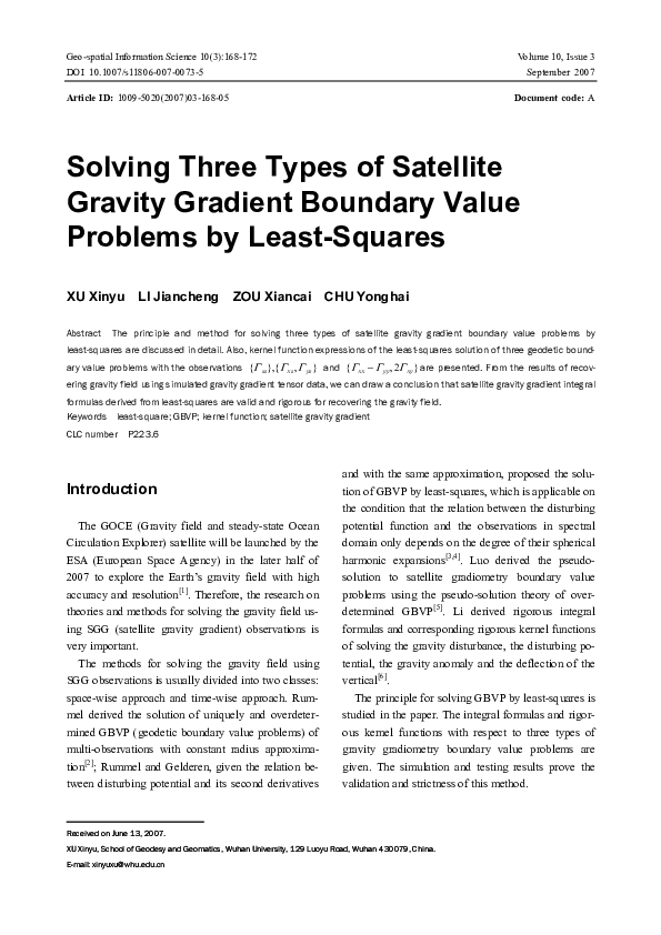 (PDF) Solving three types of satellite gravity gradient boundary value ...