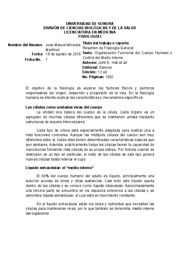 (DOC) Resumen unidad l Guyton de Fisiología