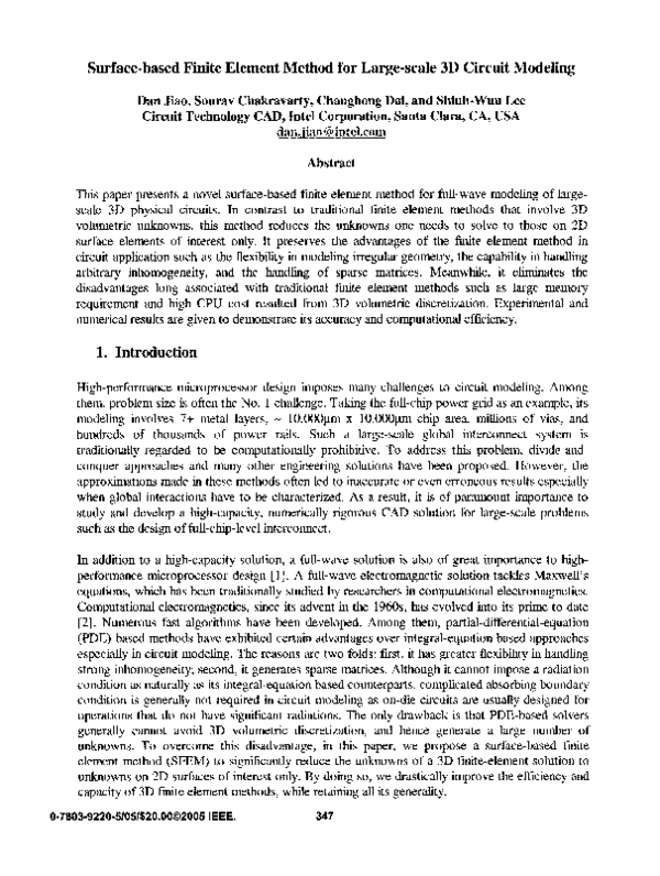 (PDF) Surface-based finite element method for large-scale 3D circuit modeling