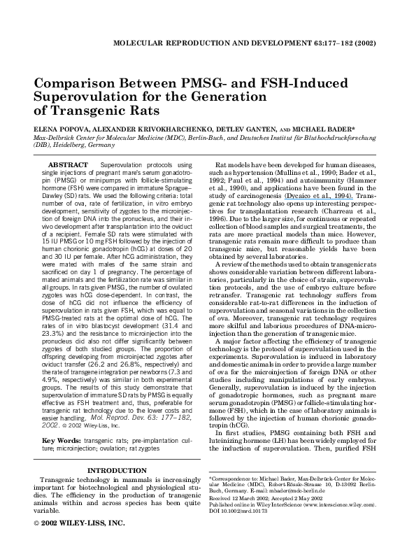 (PDF) Comparison between PMSG and FSH-induced superovulation for the ...