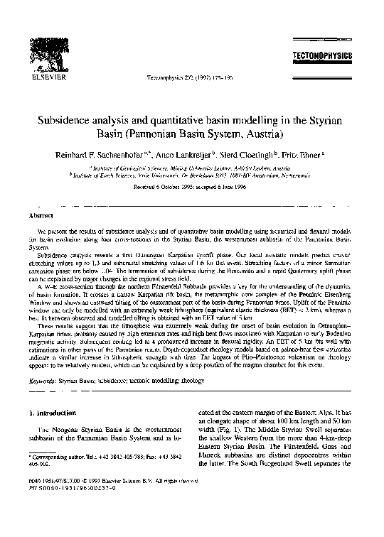 Pdf Subsidence Analysis And Quantitative Basin Modelling In The