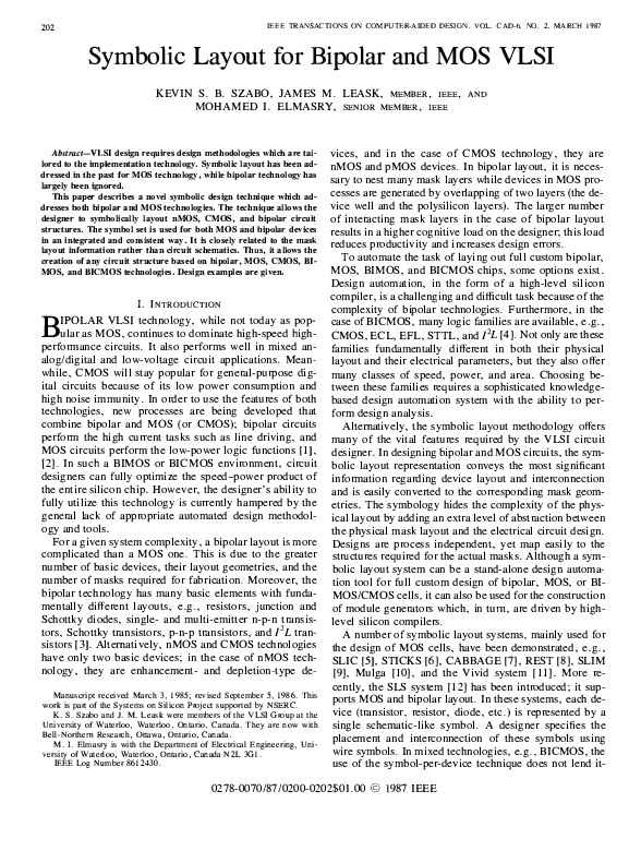 (PDF) Symbolic Layout for Bipolar and MOS VLSI