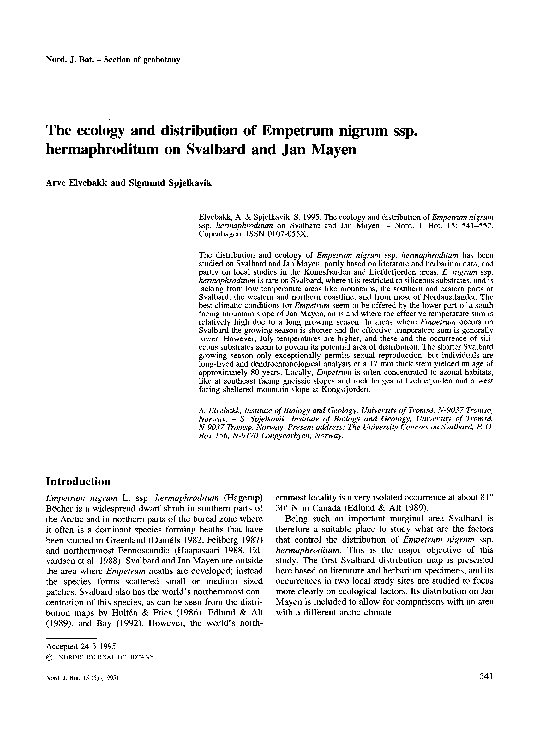 (PDF) The ecology and distribution of Empetrum nigrum ssp ...