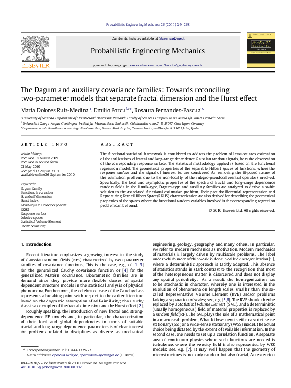 (PDF) The Dagum and auxiliary covariance families: Towards reconciling ...