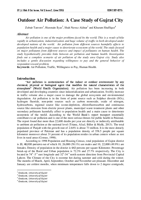 (PDF) Outdoor Air Pollution: A Case Study of Gujrat City