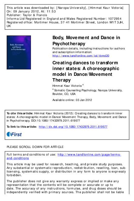 (PDF) Body, Movement and Dance in Psychotherapy Creating dances to ...