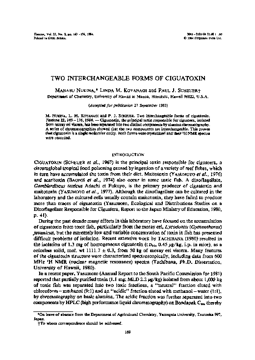 (PDF) Two interchangeable forms of ciguatoxin