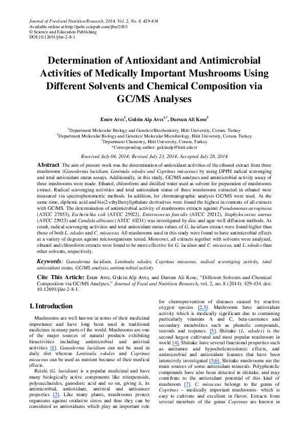 (PDF) Determination of Antioxidant and Antimicrobial Activities of Rumex crispus L. Extracts