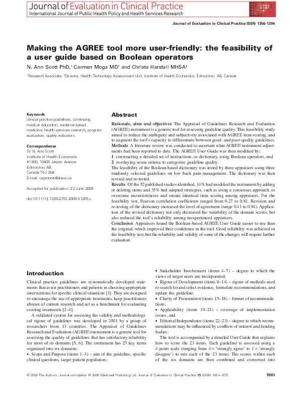 Pdf Making The Agree Tool More User Friendly The Feasibility Of A User Guide Based On Boolean