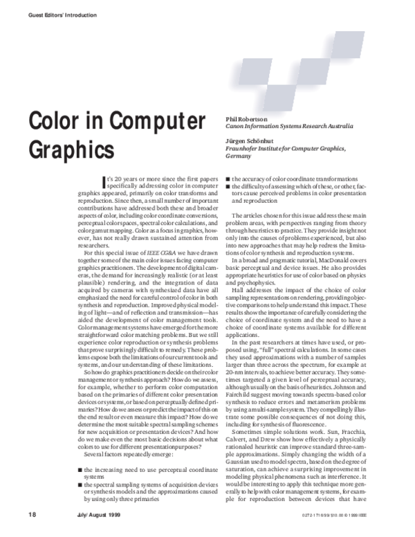 (PDF) Color in Computer Graphics