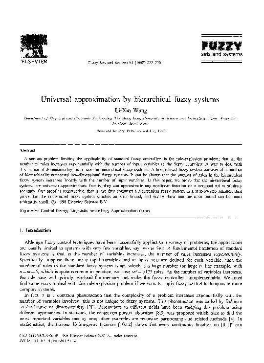 (PDF) Universal approximation by hierarchical fuzzy systems