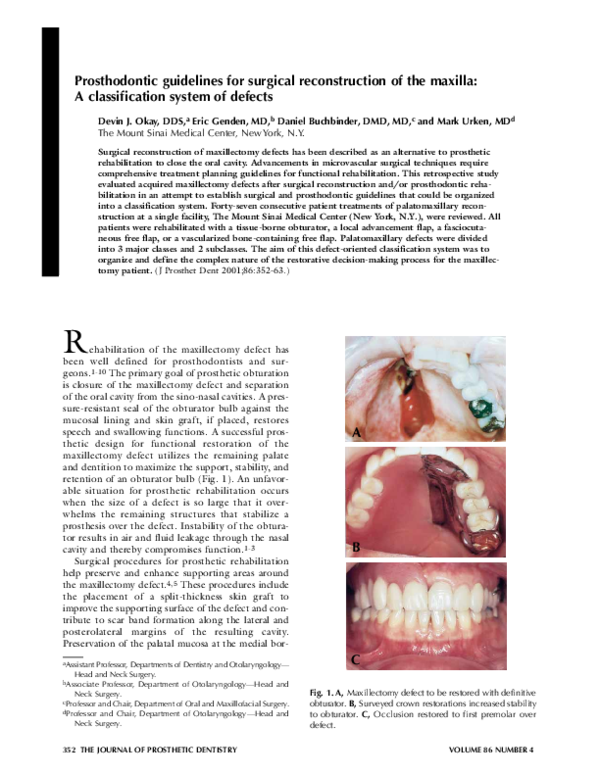 (PDF) Prosthetic Rehabilitation of a Patient after Surgical ...