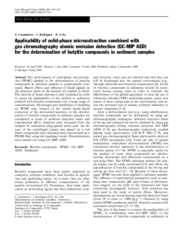 (PDF) Applicability of solid-phase microextraction followed by on-fiber silylation for the ...