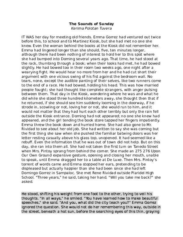 (DOC) The Sounds of Sunday by Kerima Polotan Tuvera (unedited)