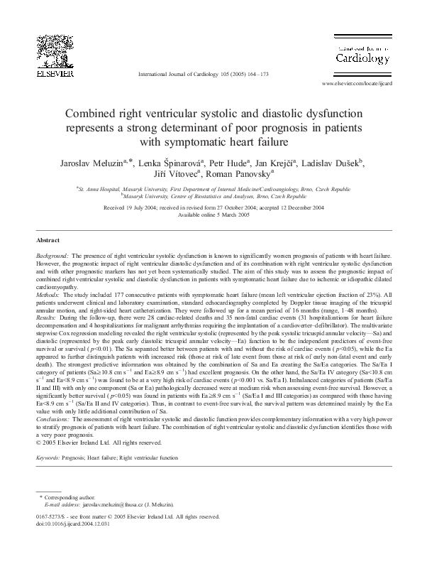 (PDF) Combined right ventricular systolic and diastolic dysfunction represents a strong ...