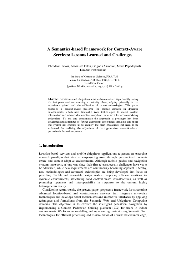 (PDF) A Semantics-Based Framework for Context-Aware Services: Lessons Learned and Challenges ...
