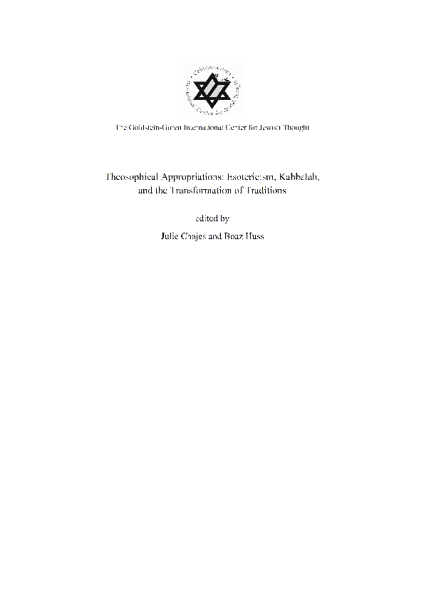 (PDF) Theosophical Appropriations: Esotericism, Kabbalah, and the ...