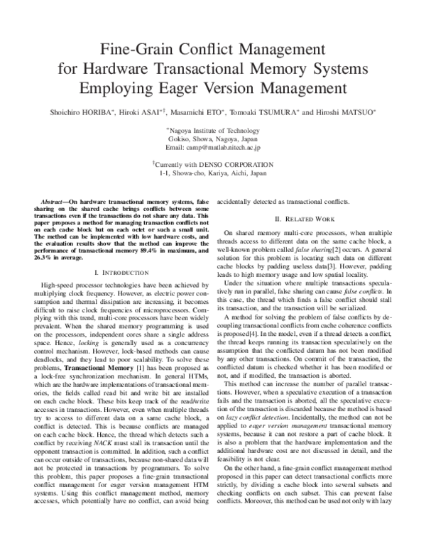 Pdf Lv A Class Of Lazy Versioning Htms For Low Cost Integration Of Transactional Memory