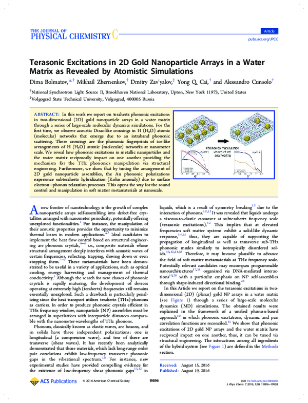 (PDF) Terasonic Excitations in 2D Gold Nanoparticle Arrays in a Water ...