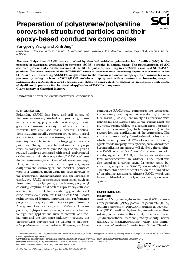 (PDF) Preparation of polystyrene/polyaniline core/shell structured ...