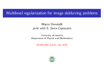 (PDF) Multilevel regularization for image deblurring problems