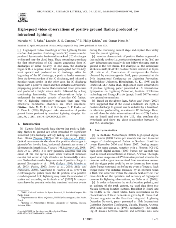 (PDF) High-speed video observations of positive ground flashes produced ...