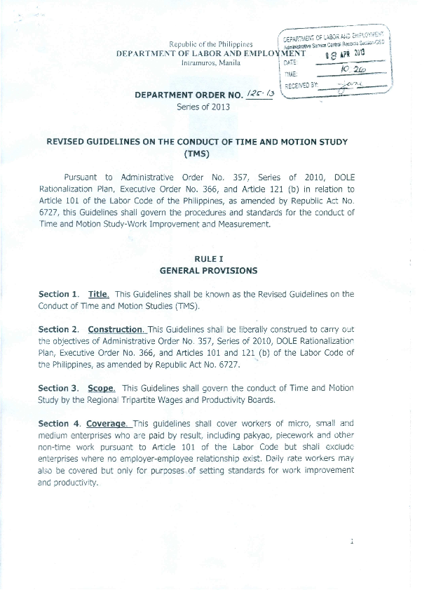 (PDF) REVISED GUIDELINES ON THE CONDUCT OF TIME AND MOTION STUDY (TMS ...