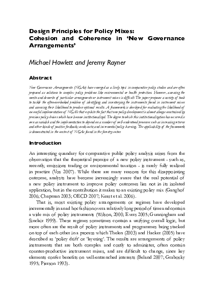 (PDF) Design Principles for Policy Mixes: Cohesion and Coherence in ...