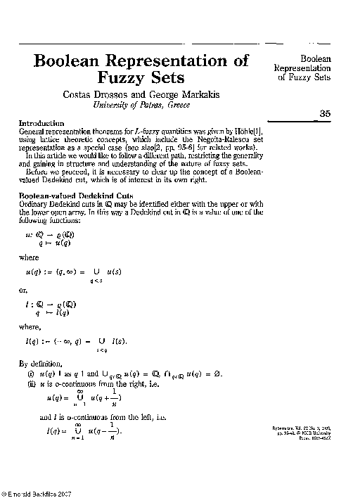 (PDF) Boolean Representation of Fuzzy Sets