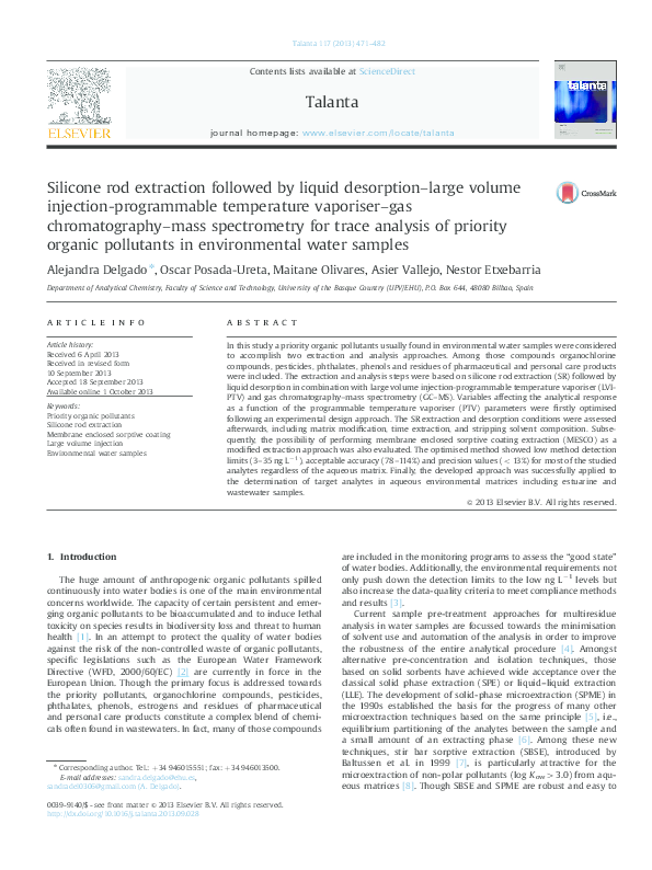 (PDF) Silicone rod extraction followed by liquid desorption–large volume injection-programmable ...