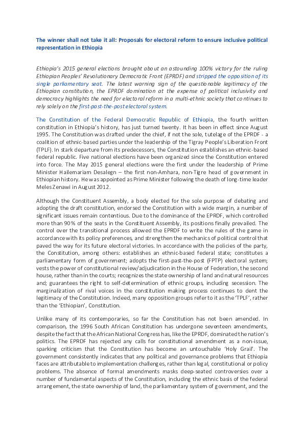 (PDF) The winner shall not take it all: Proposals for electoral reform ...