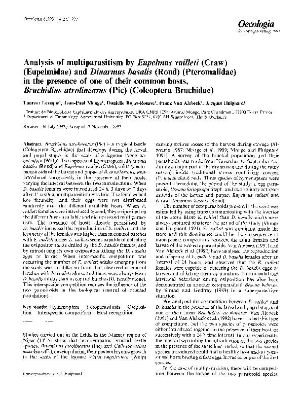 (PDF) Multiparasitism Analysis of Two Hymenoptera