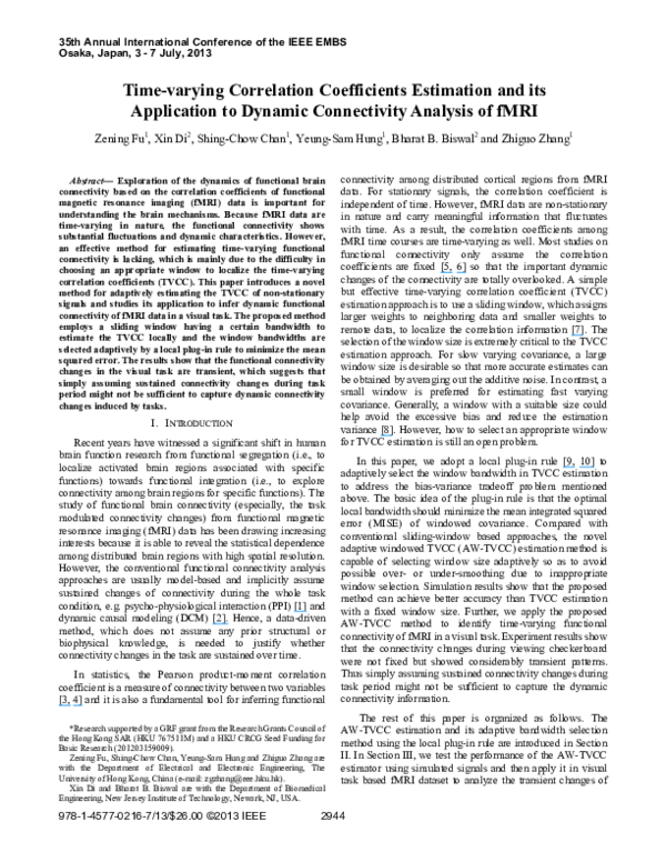 Pdf Adaptive Time Varying Correlation In Fmri