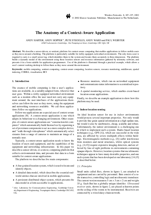 (PDF) The Anatomy of a Context-Aware Application
