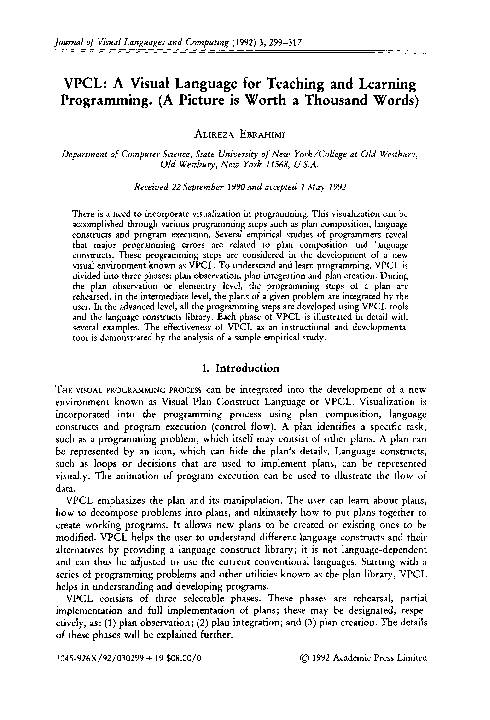 (PDF) VPCL: A visual language for teaching and learning programming. (A picture is worth a ...