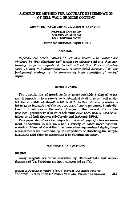 (PDF) A SIMPLIFIED METHOD FOR ACCURATE DETERMINATION OF CELL WALL ...