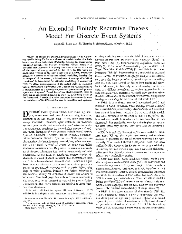 (PDF) An extended finitely recursive process model for discrete event systems
